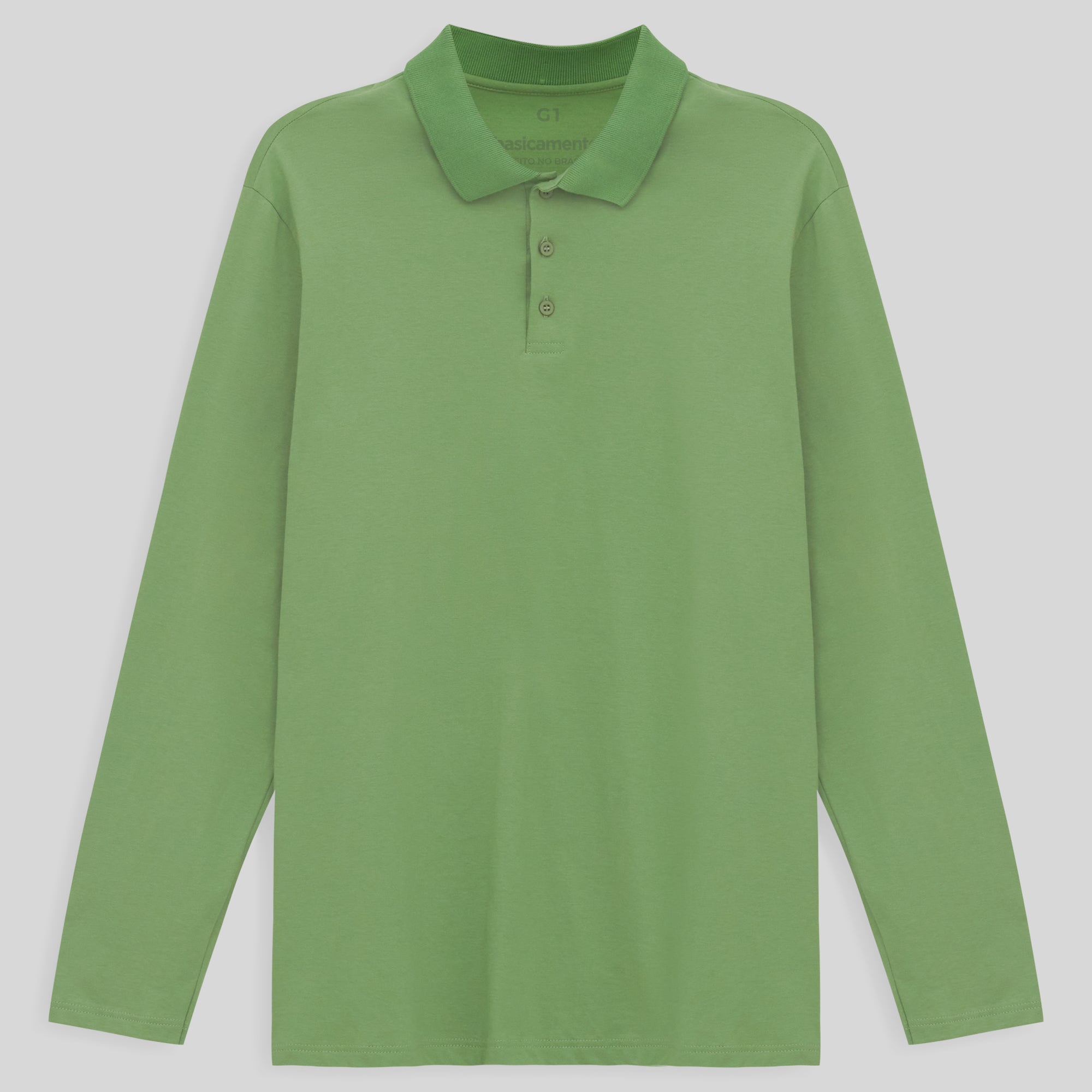 Camisa Polo Ml Plus Masculina - Verde Jade – Basicamente
